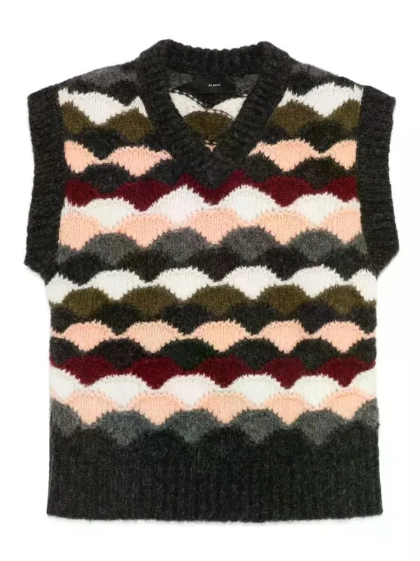 Alanui Chevron Knitted Vest - Green