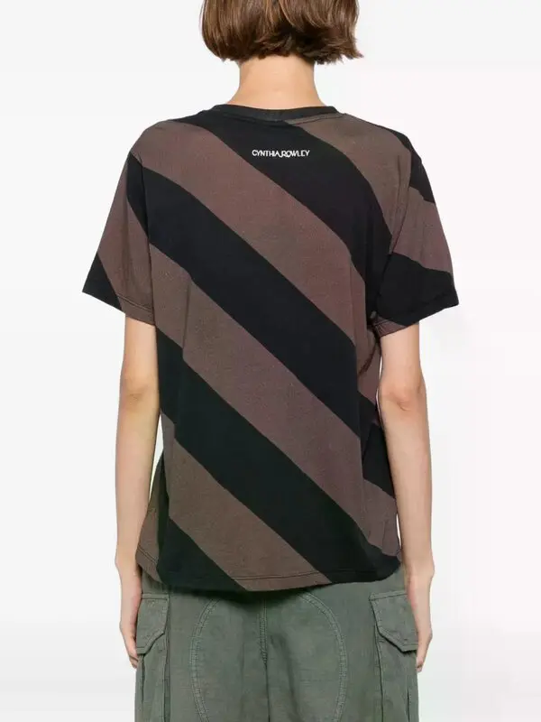 Cynthia Rowley Diagonal-stripe Cotton T-shirt - Black