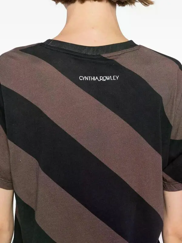 Cynthia Rowley Diagonal-stripe Cotton T-shirt - Black