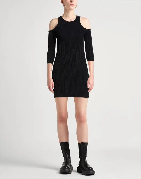 KONTATTO Ribbed-knit Mini Dress - Black