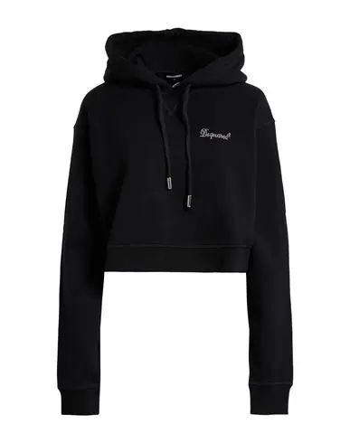 Dsquared2 Cropped Cotton Hoodie With Crystal Embellishments - Black
