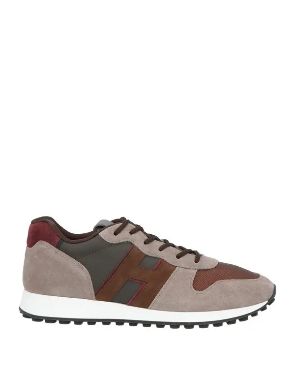 Hogan Low-top Sneakers In Suede And Textile Fibers - Brown