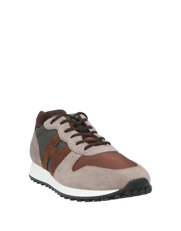 Hogan Low-top Sneakers In Suede And Textile Fibers - Brown