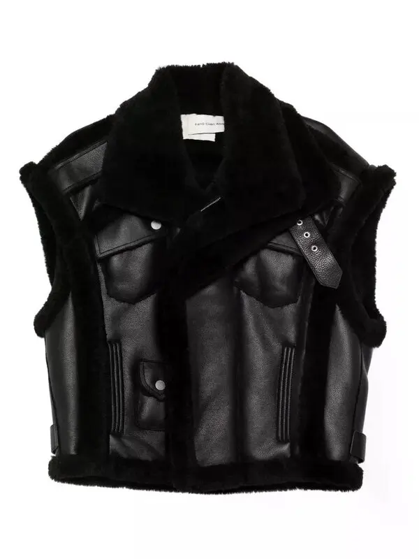 FENG CHEN WANG Shearling-trim Leather Jacket