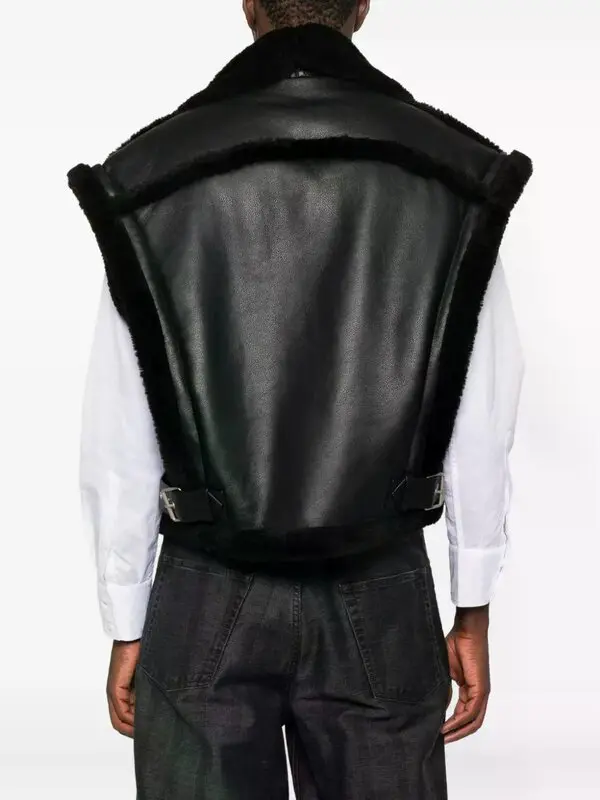 FENG CHEN WANG Shearling-trim Leather Jacket