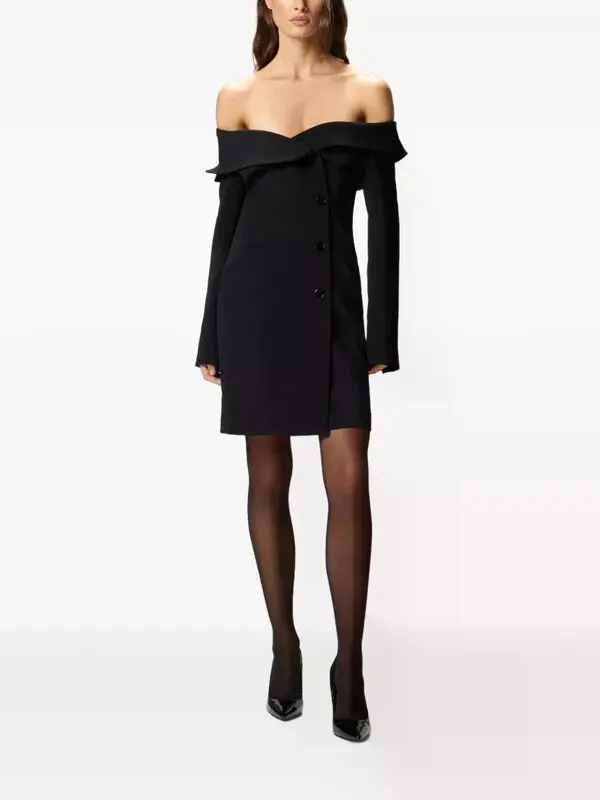 Pinko Off-shoulder Buttoned Midi Dress - Black