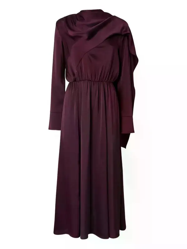 Pinko Draped Satin Midi Dress - Purple