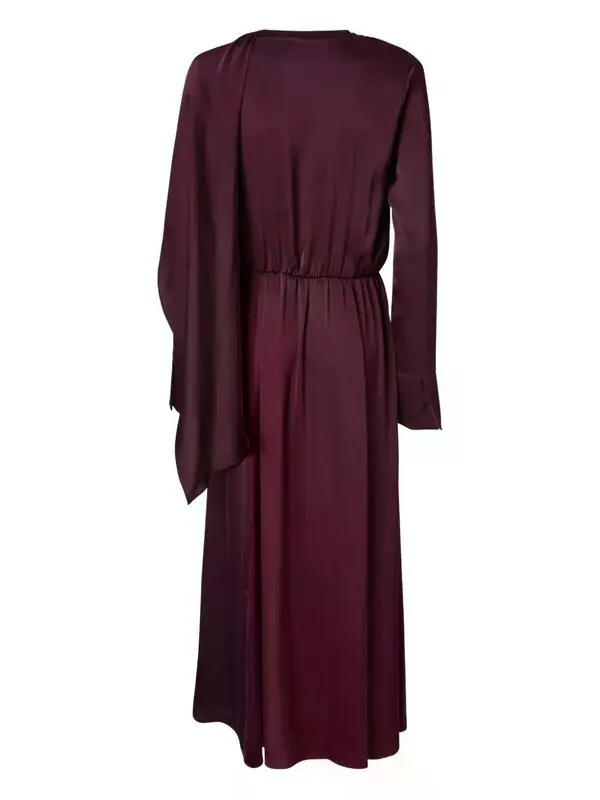 Pinko Draped Satin Midi Dress - Purple