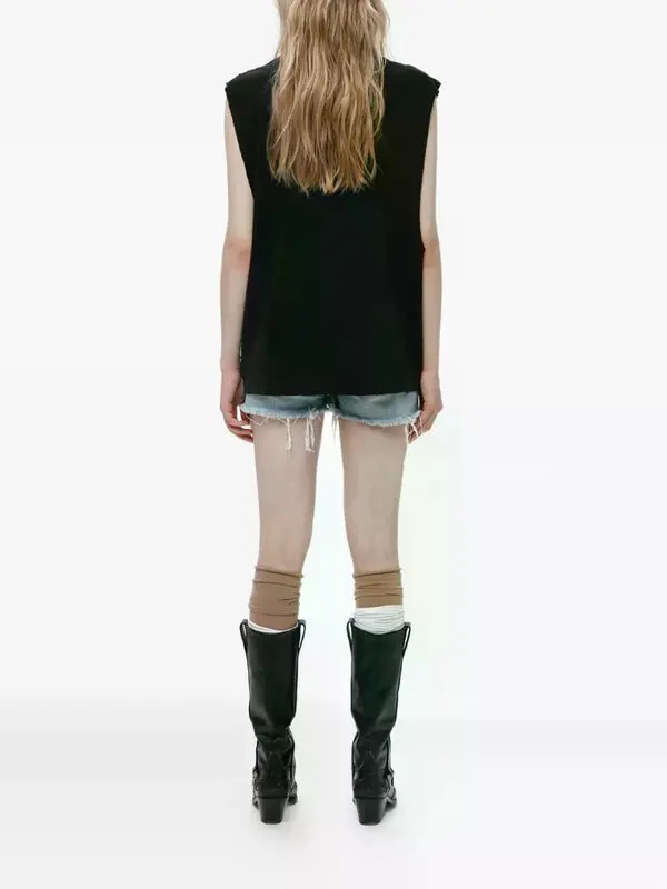 MAINLESS Sleeveless Distressed T-shirt