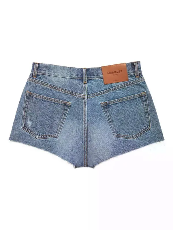 MAINLESS Frayed Denim Shorts