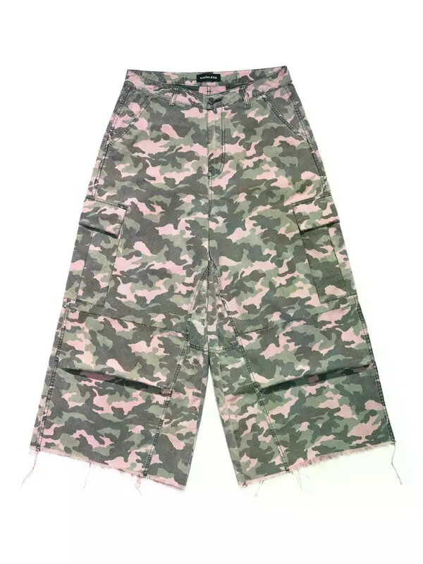 MAINLESS Camouflage Wide-leg Trousers - Pink