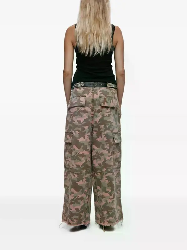 MAINLESS Camouflage Wide-leg Trousers - Pink