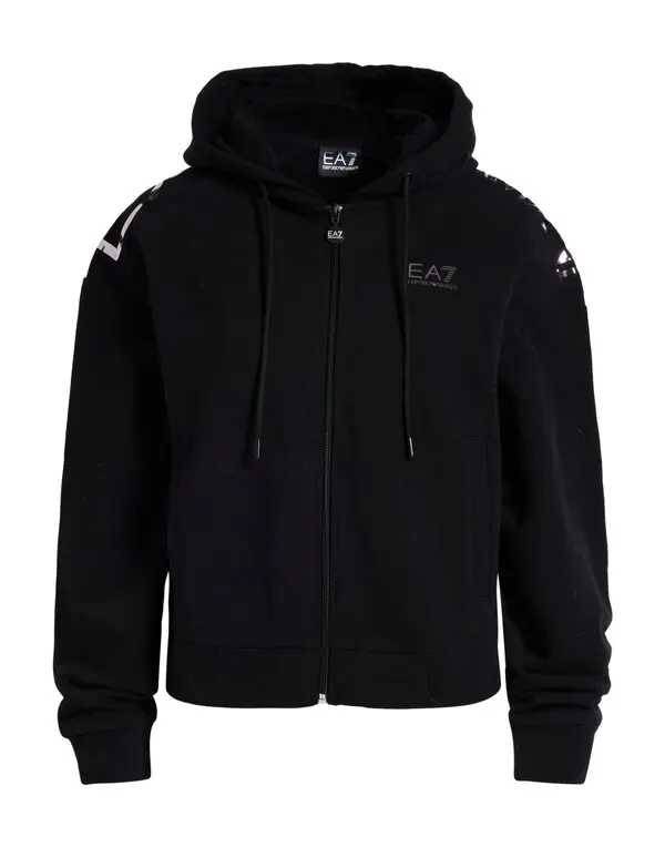 EA7 Cotton Blend Fleece Sweatshirt - Black