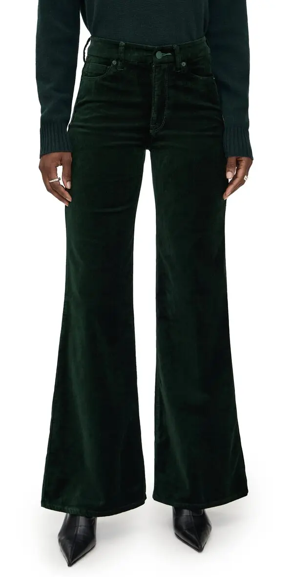 Good American Velvet Palazzo Pants - Pine Green003