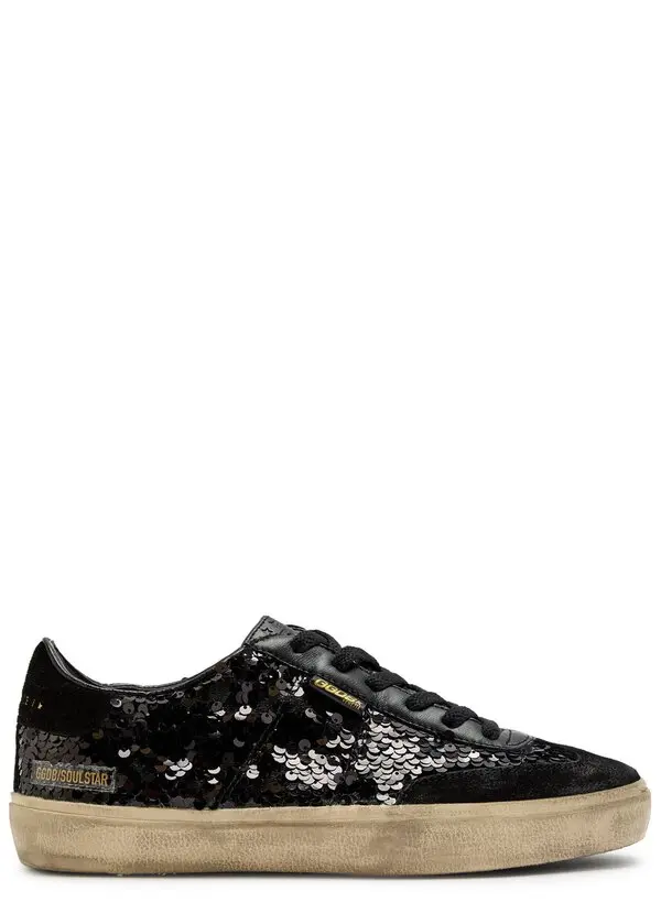 GOLDEN GOOSE Soul Star Sequin-embellished Leather Sneakers