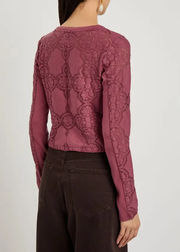 Free People Jae Lace-cutwork Cotton-blend Top