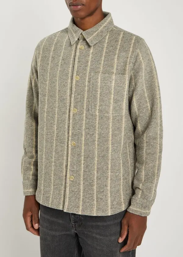 LES DEUX Lennon Striped Bouclé Overshirt
