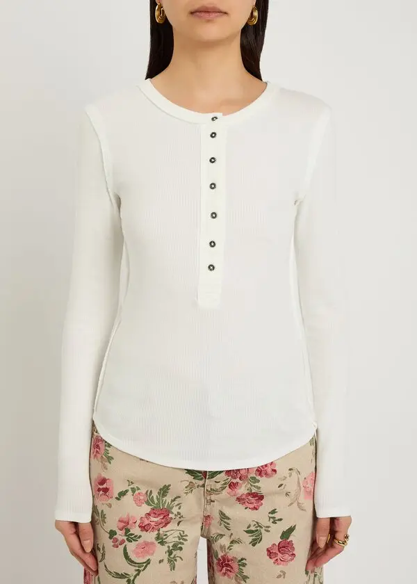 Free People Jamie Henley Ribbed Stretch-cotton Top