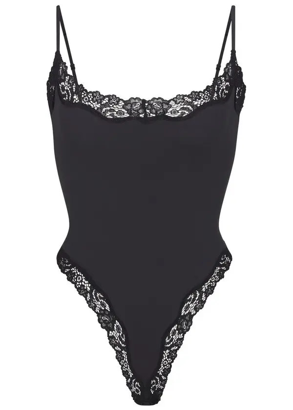 SKIMS Fits Everybody Lace Cami Bodysuit - Black