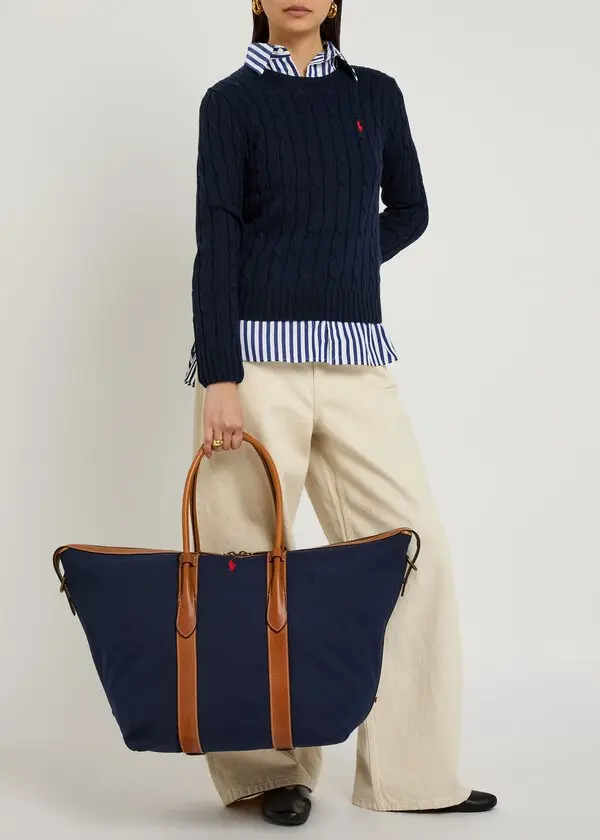 Polo Ralph Lauren Logo-embroidered Canvas Tote Bag - Navy