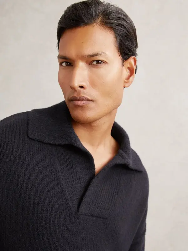 REISS Vatali Wool-blend Open-collar Jumper