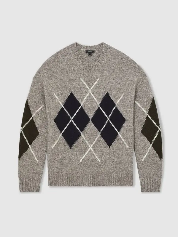 REISS Wool-blend Argyle Jumper