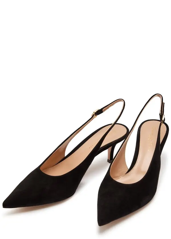 GIANVITO ROSSI Robbie 55 Suede Slingback Pumps - Black