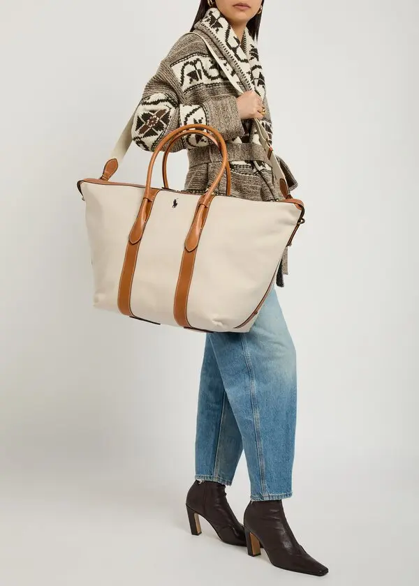 Polo Ralph Lauren Logo-embroidered Canvas Tote Bag - Natural