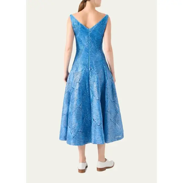 Akris Lacquered Sea Faille Sleeveless Midi Dress - Twilight