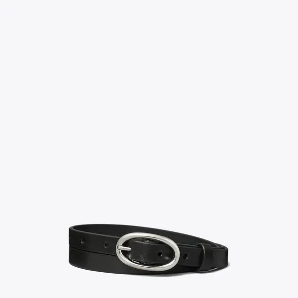 Tory Burch Medium Pierced Buckle Belt - Black/silver