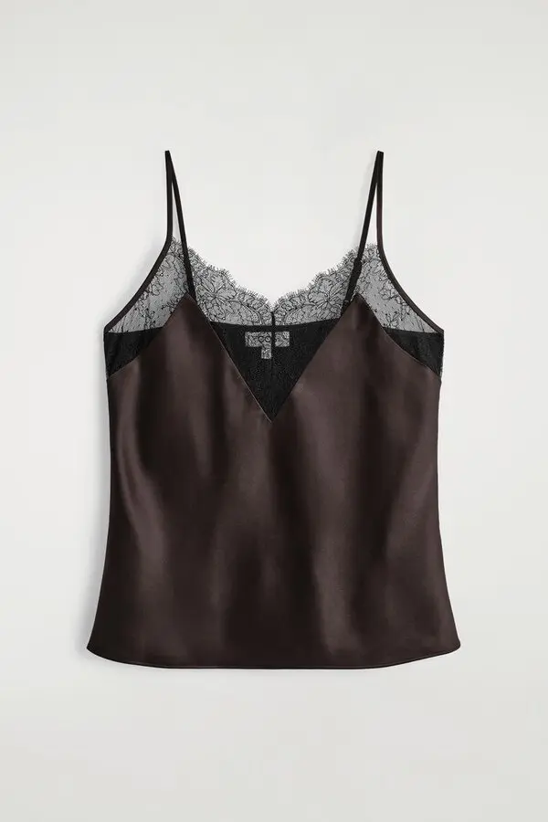 Cos Lace-trimmed Satin Cami Top