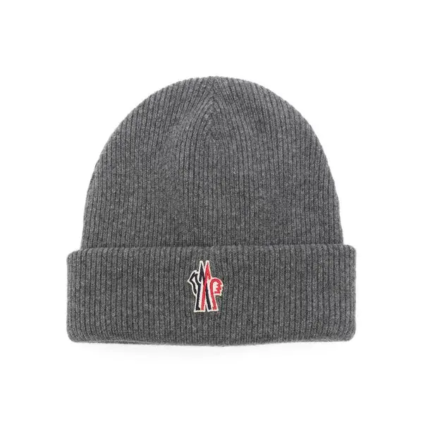 Moncler Ribbed Virgin Wool Beanie - Grey