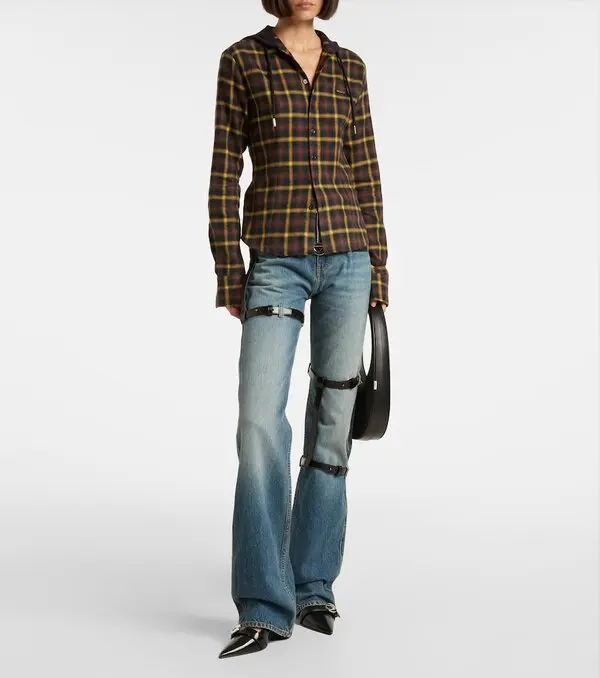Coperni Checked Cotton Hooded Shirt
