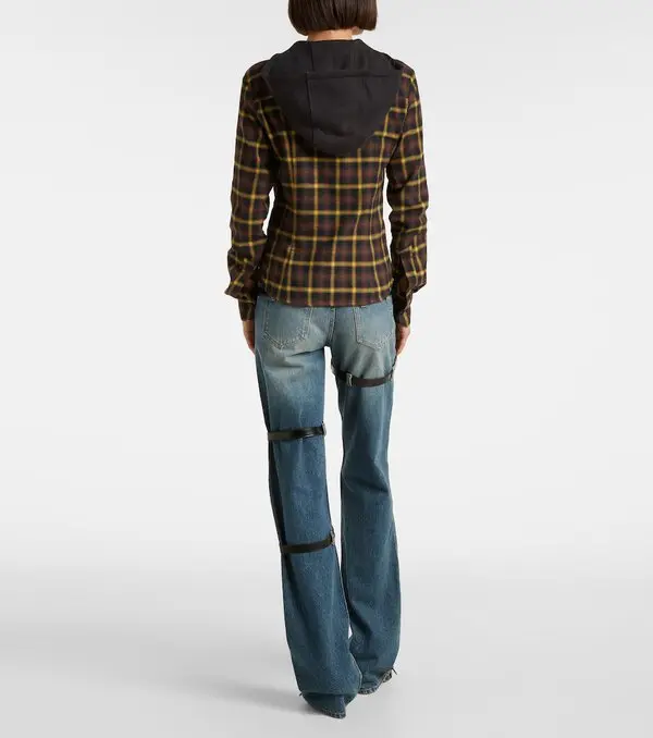 Coperni Checked Cotton Hooded Shirt