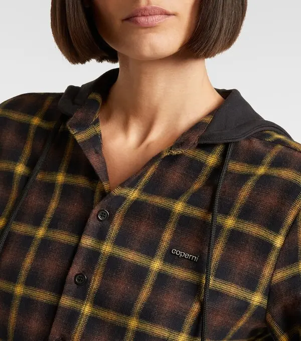 Coperni Checked Cotton Hooded Shirt