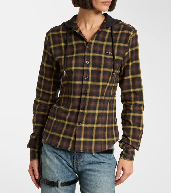 Coperni Checked Cotton Hooded Shirt