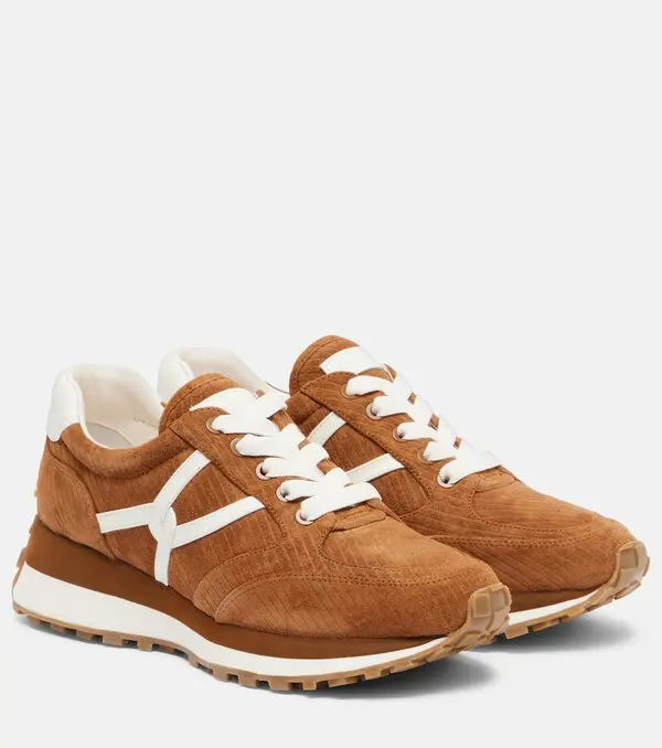 Veronica Beard Valentina Corduroy Suede Sneakers - Brown