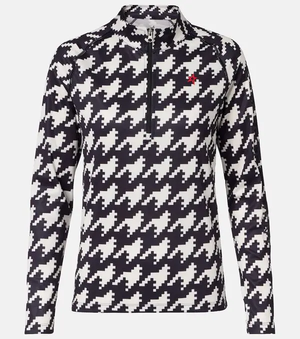 Perfect Moment Houndstooth Ski Top - White
