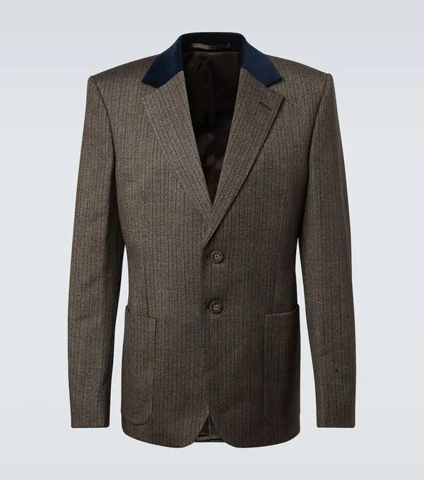 WALES BONNER Alto Pinstripe Wool-blend Blazer - Grey