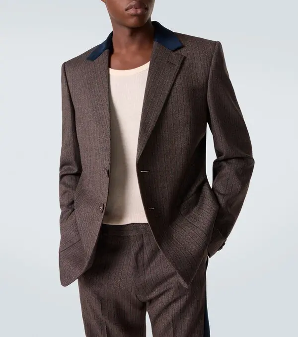 WALES BONNER Alto Pinstripe Wool-blend Blazer