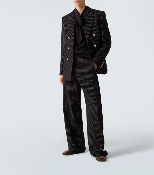 Valentino Garavani Chalk Stripe Wool And Silk Blazer