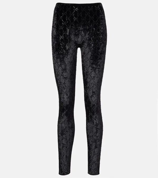 Gucci Gg Embellished Chenille Leggings