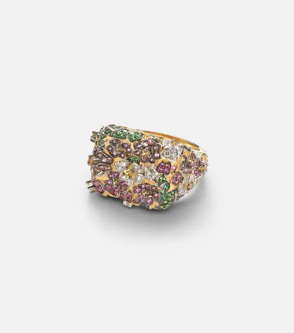 Yvonne Léon Jolie Fleur 9kt Ring With Gemstones - Gold
