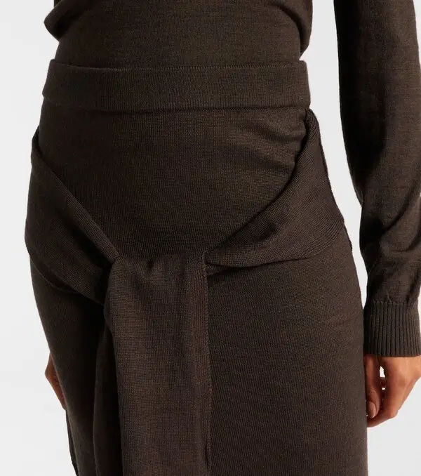 LEMAIRE Trompe L'œil Wool-blend Midi Skirt