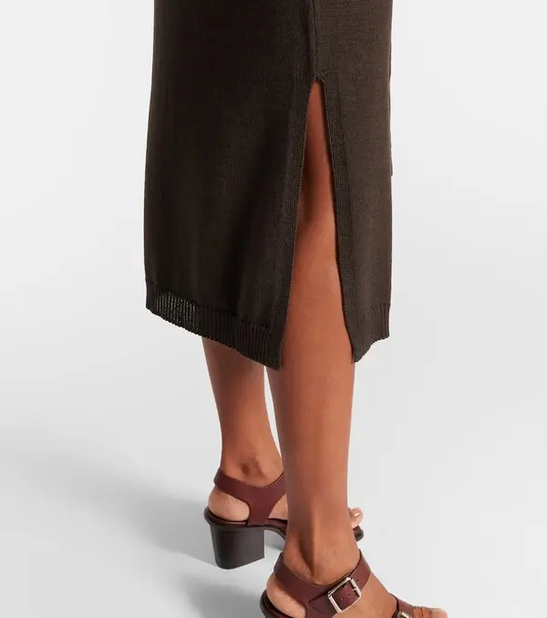 LEMAIRE Trompe L'œil Wool-blend Midi Skirt