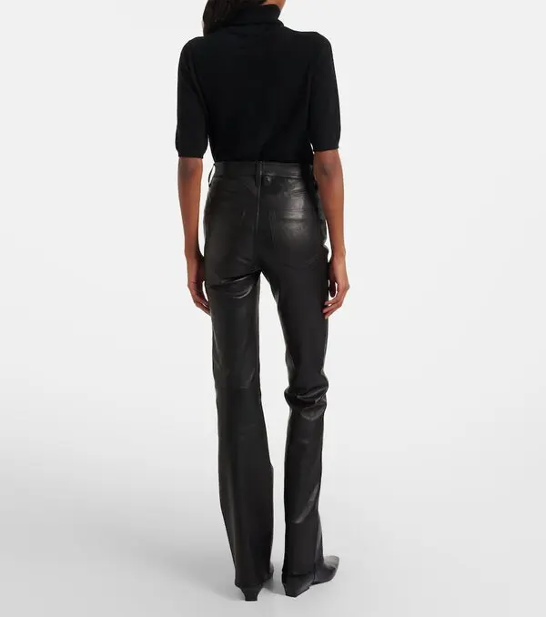 FRAME Reboot Leather Flared Pants - Black