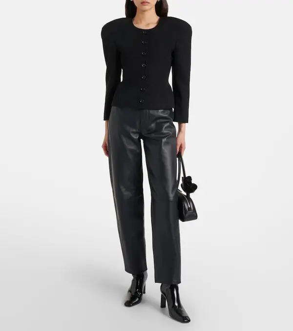 FRAME Neat Leather Straight Pants
