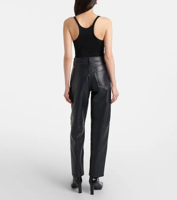 FRAME Neat Leather Straight Pants