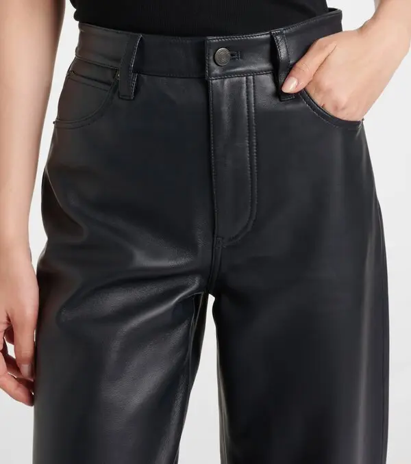FRAME Neat Leather Straight Pants