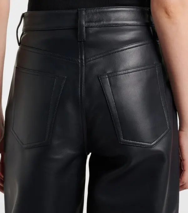 FRAME Neat Leather Straight Pants
